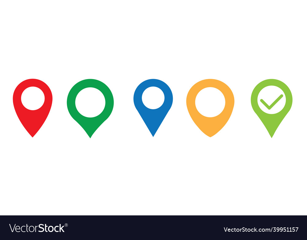 Location pin set map pin pointer Royalty Free Vector Image