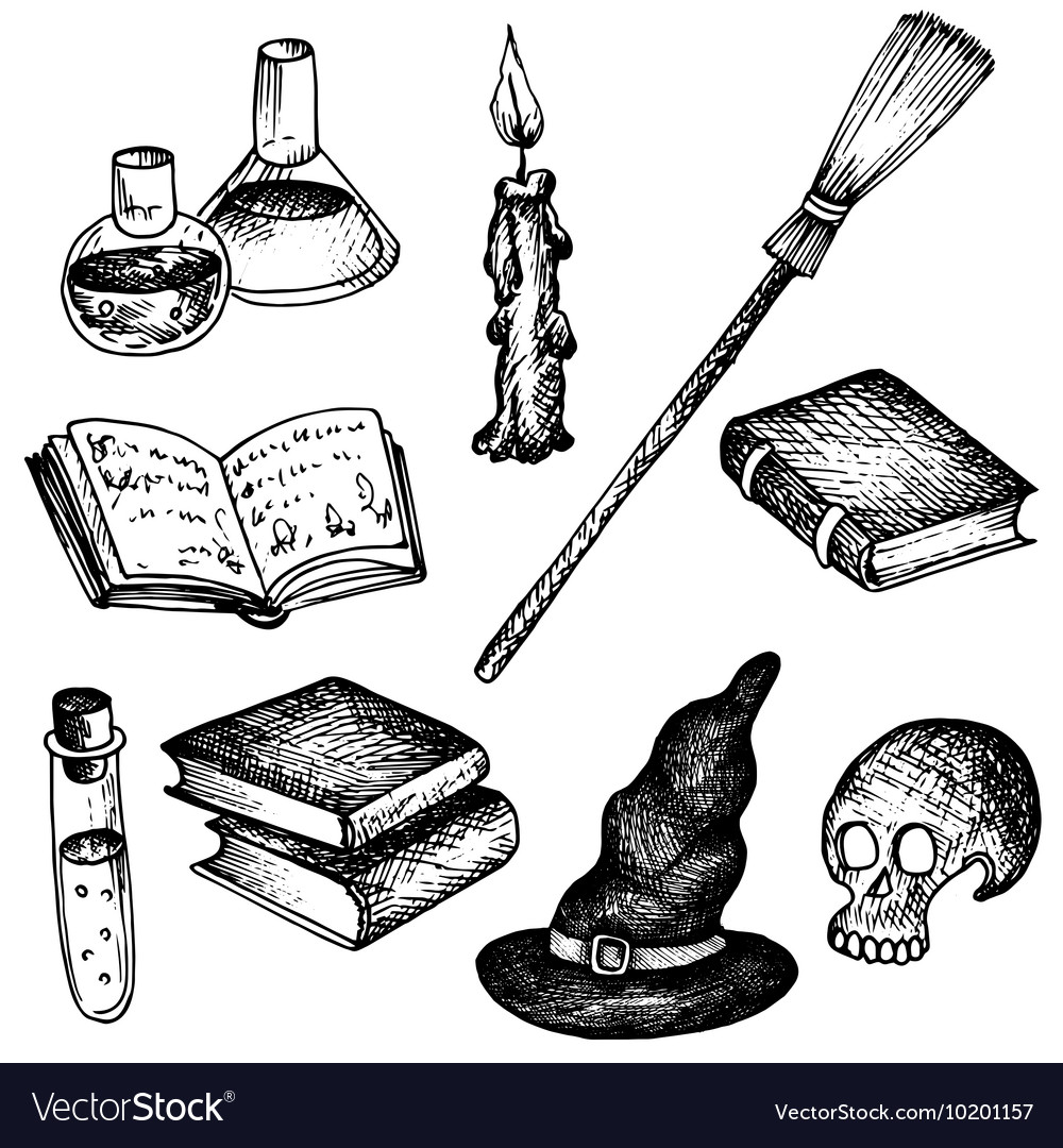Magic set objects for witch Royalty Free Vector Image
