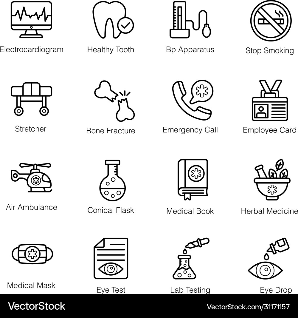 Medical instruments line icons pack Royalty Free Vector