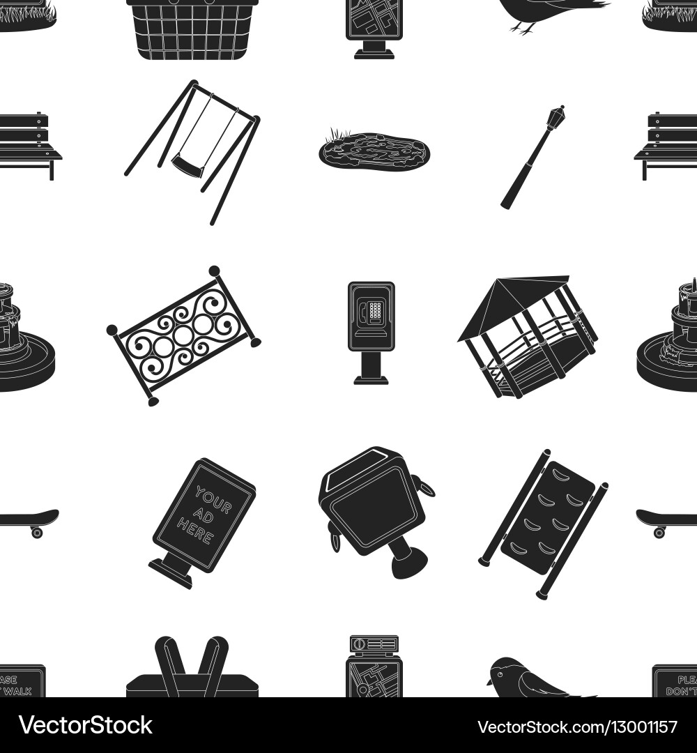 Park pattern icons in black style big collection Vector Image