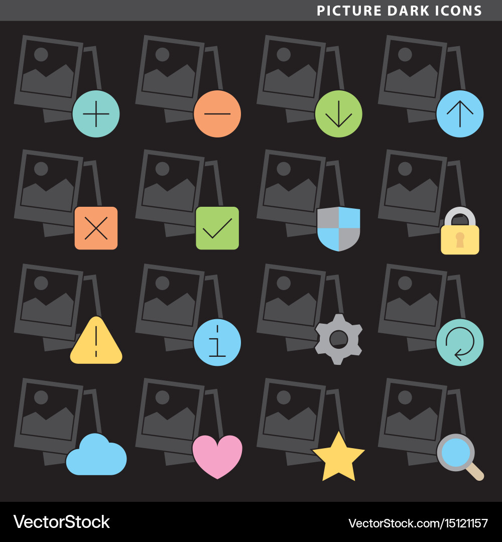 Picture dark icons Royalty Free Vector Image - VectorStock