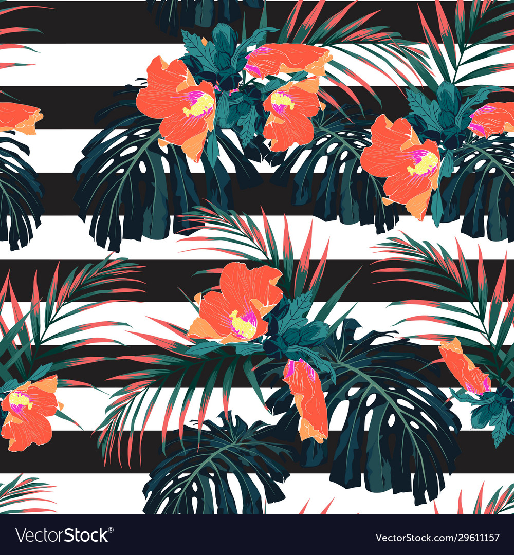 Seamless tropical pattern vivid tropic foliage Vector Image Seamless tropical pattern vivid tropic foliage Vector Image