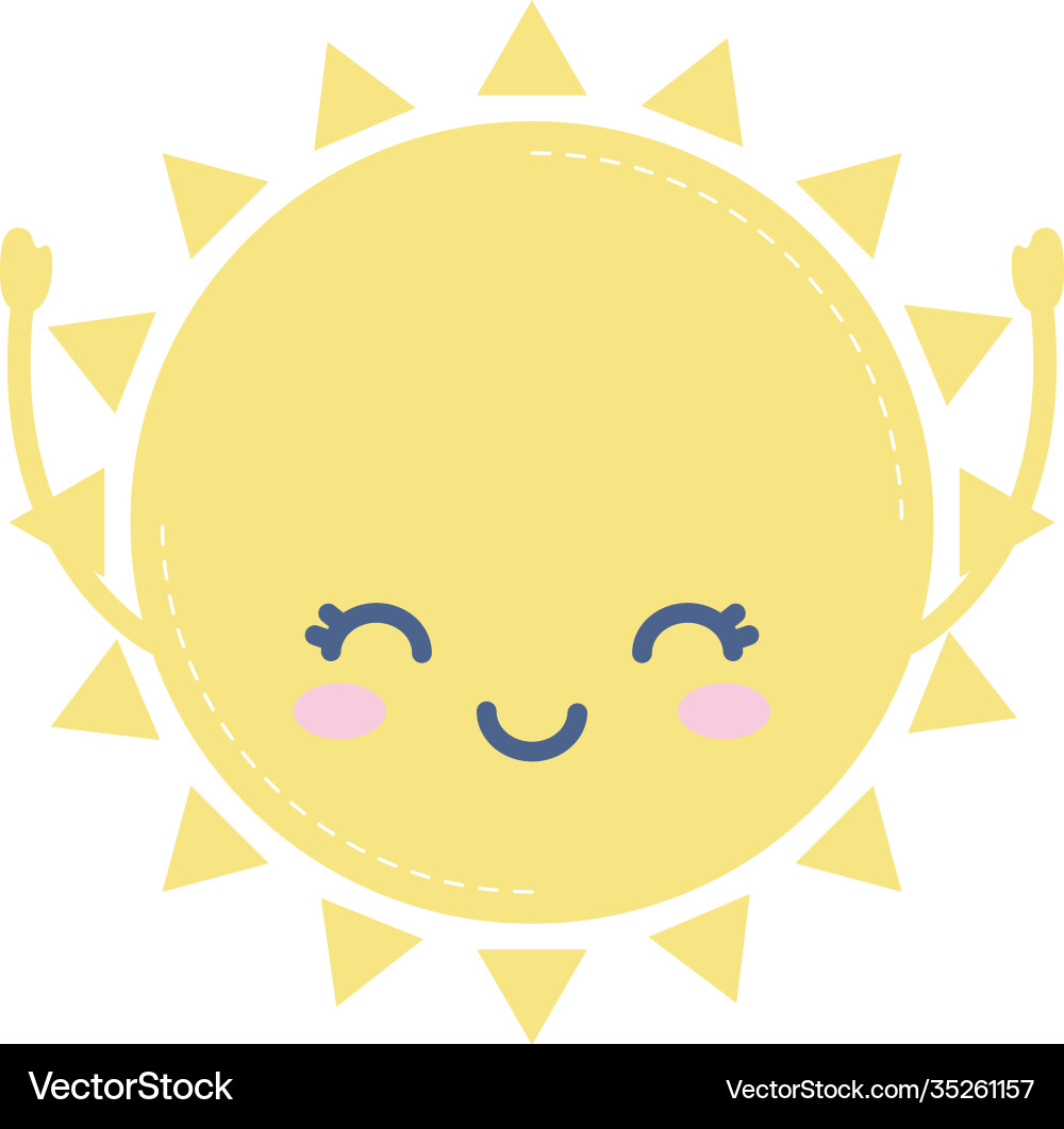 Sun smiling weather icon on white background Vector Image