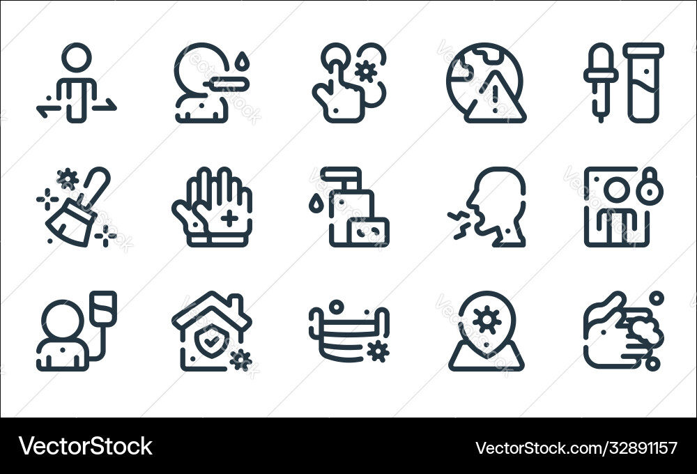 Virus infection line icons linear set quality Vector Image