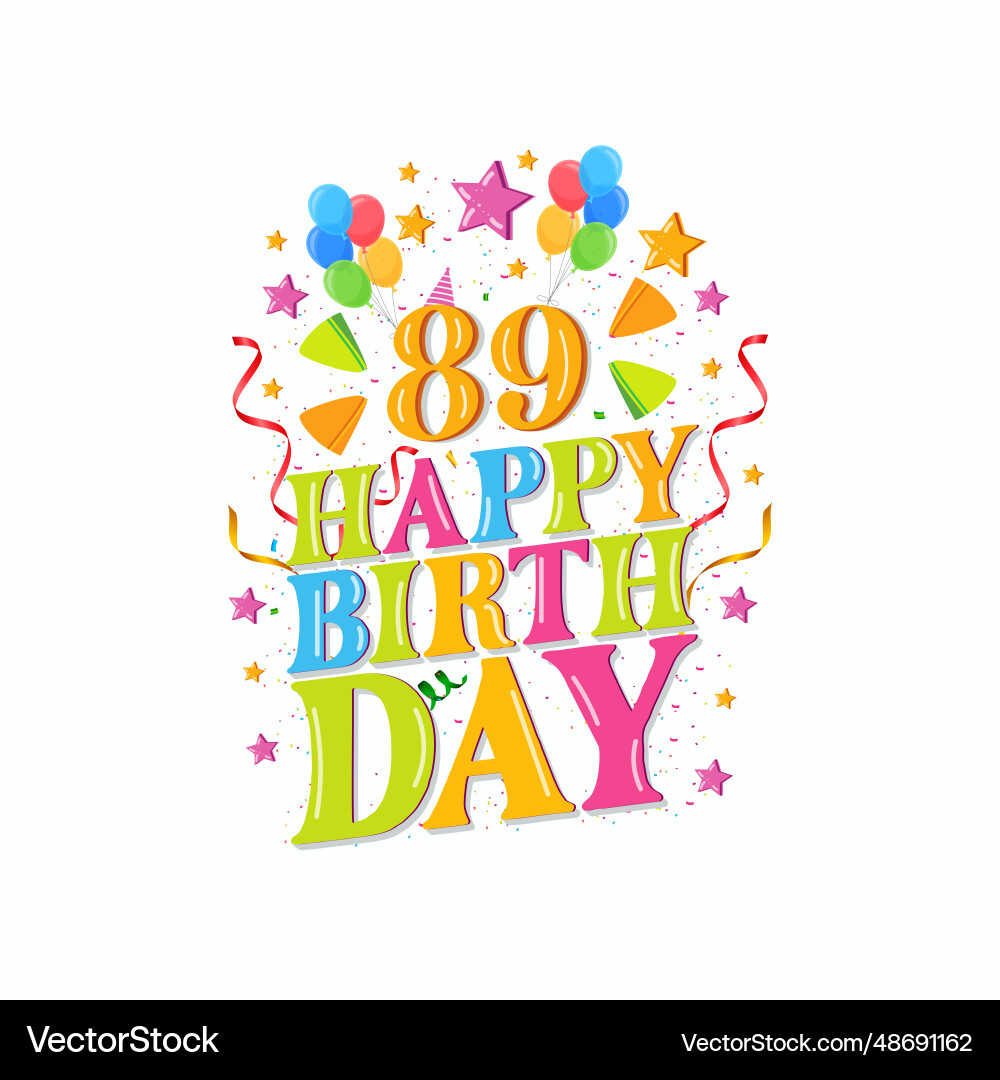 89th happy birthday celebration design Royalty Free Vector