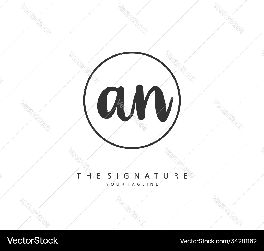 A n an initial letter handwriting and signature Vector Image