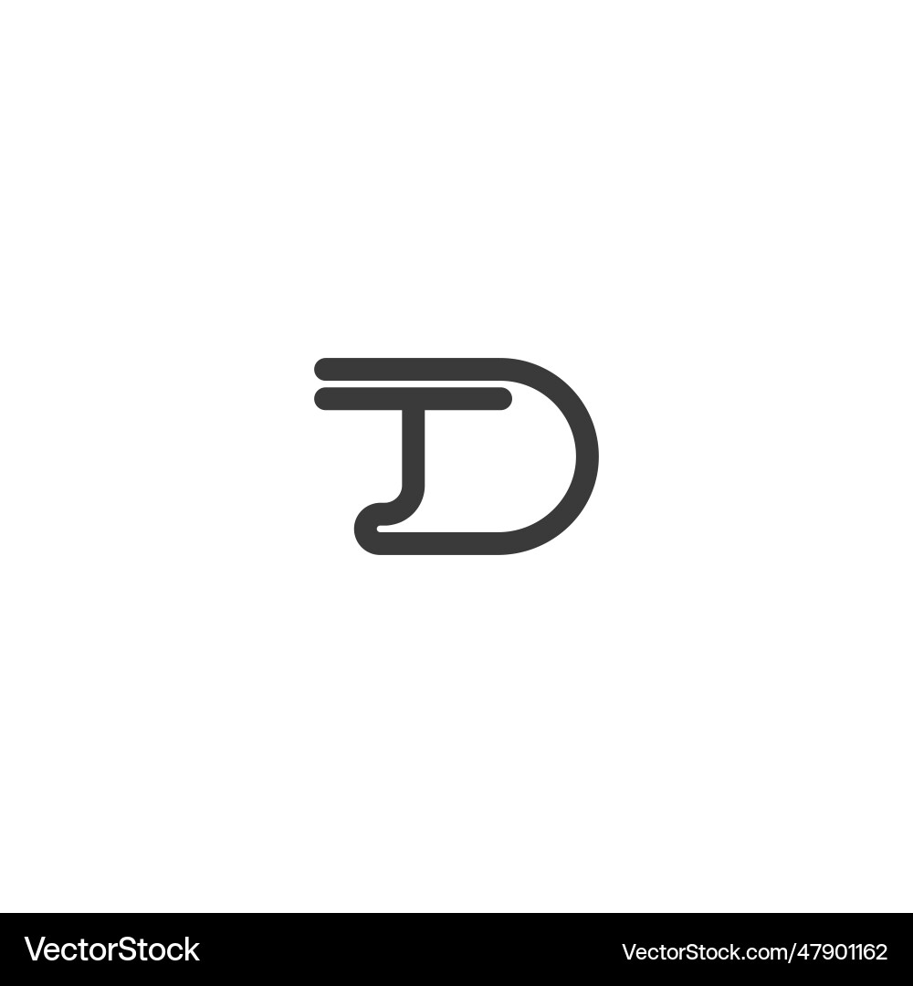 Alphabet letters initials logo dt td d and t Vector Image