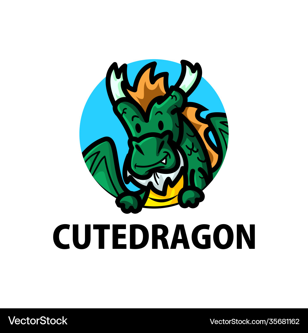 Cute dragon cartoon logo icon Royalty Free Vector Image
