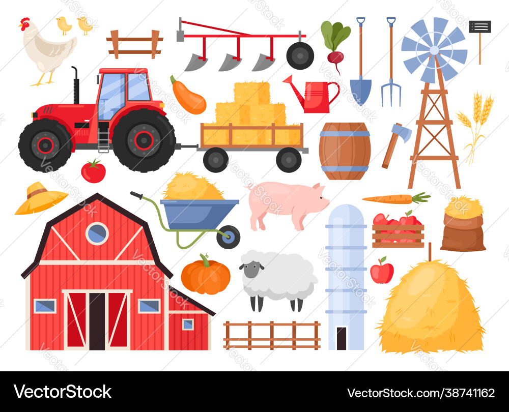 Farm rural buildings set Royalty Free Vector Image