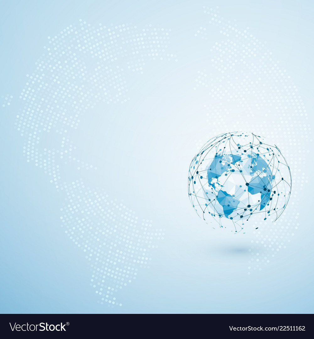 Global network connection polygonal world map dot Vector Image
