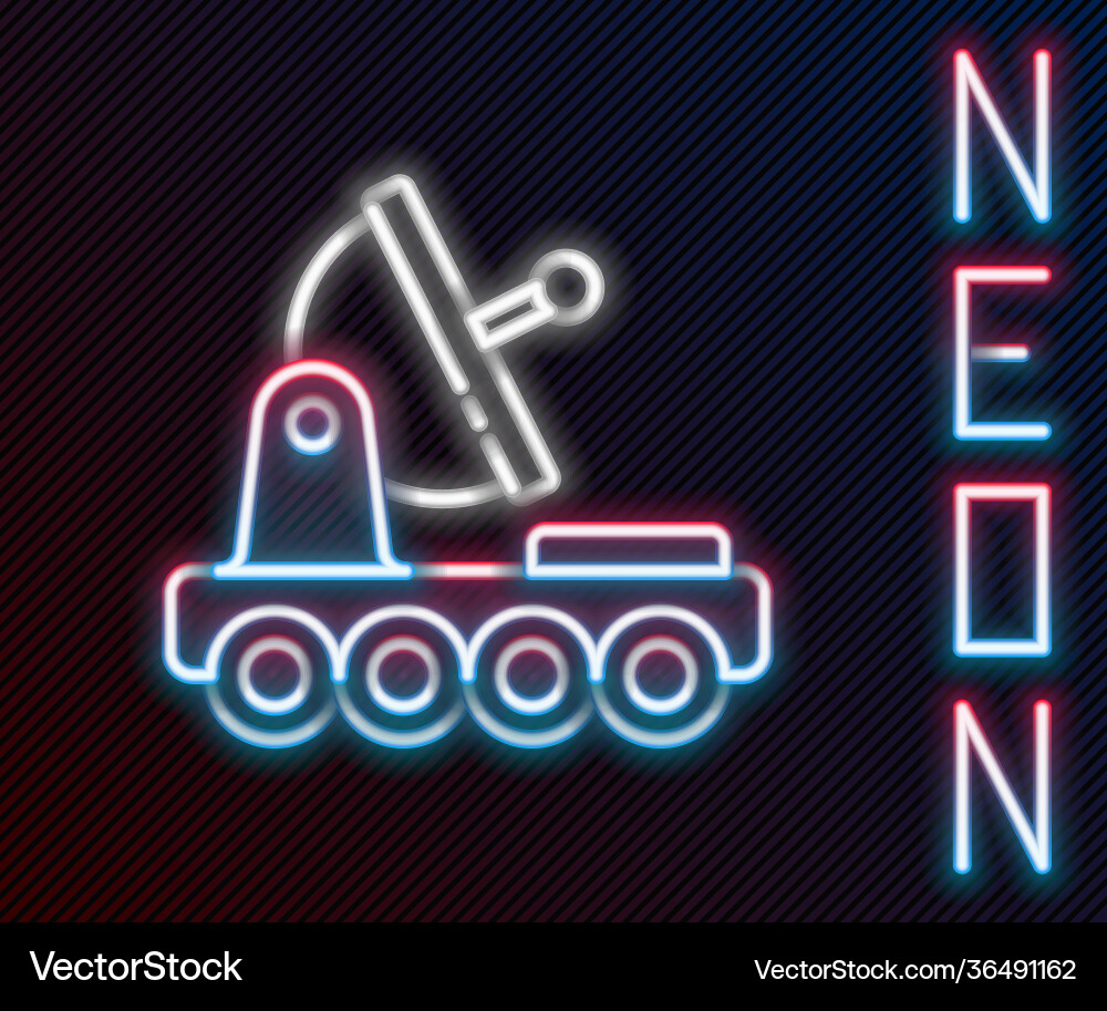 Glowing neon line mars rover icon isolated Vector Image