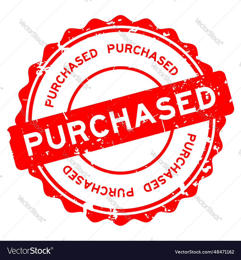 Grunge red purchased word round rubber seal stamp Vector Image