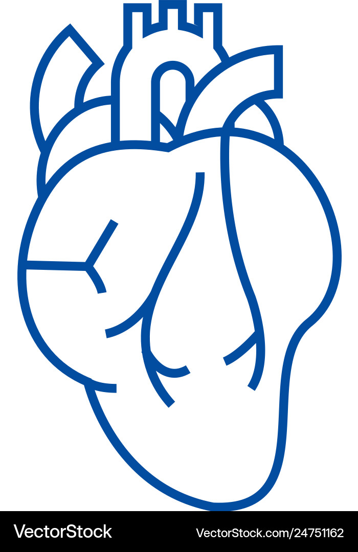 Heart sign line icon concept flat Royalty Free Vector Image