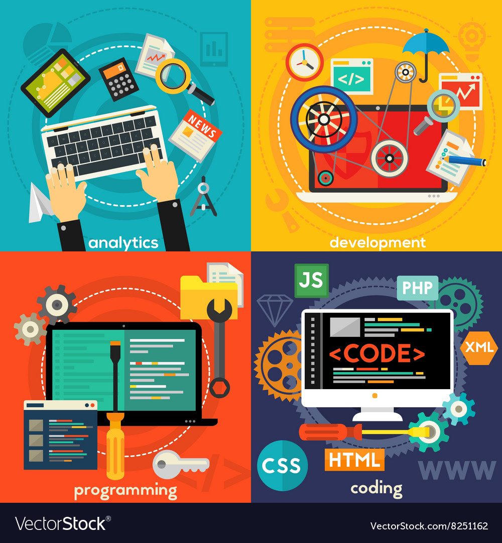 Programming Development Analytics and Coding Vector Image Programming Development Analytics and Coding Vector Image
