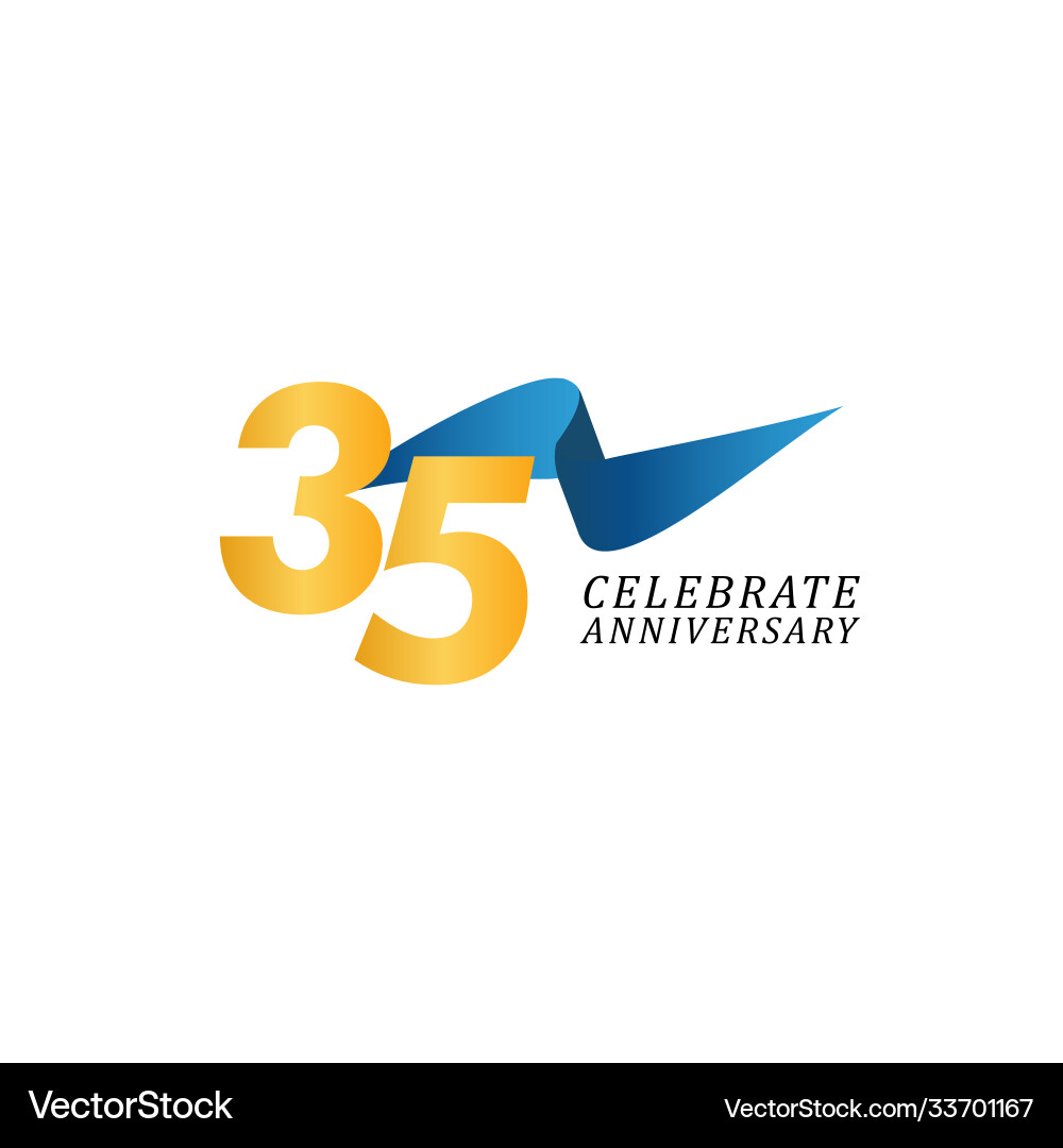 35 years anniversary celebration elegant ribbon Vector Image