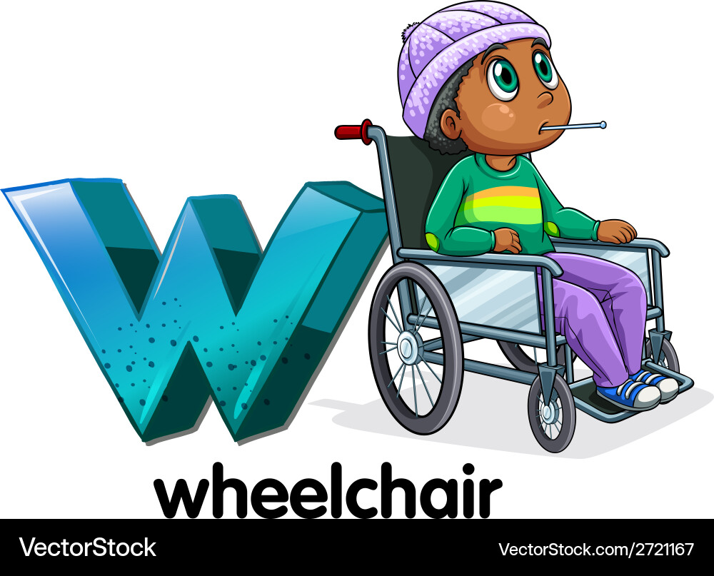 A letter w for wheelchair Royalty Free Vector Image