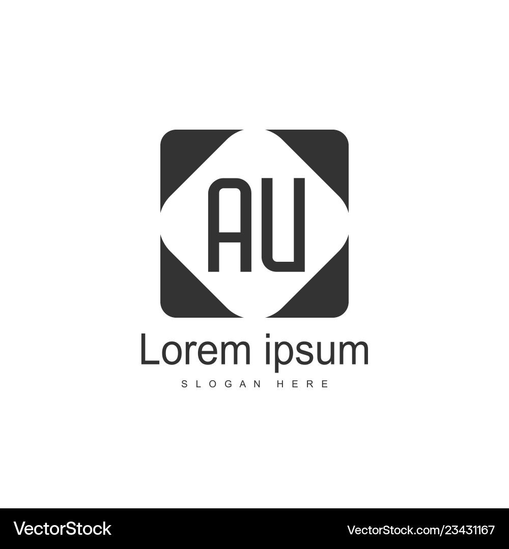 Au letters logo design simple and creative black Vector Image