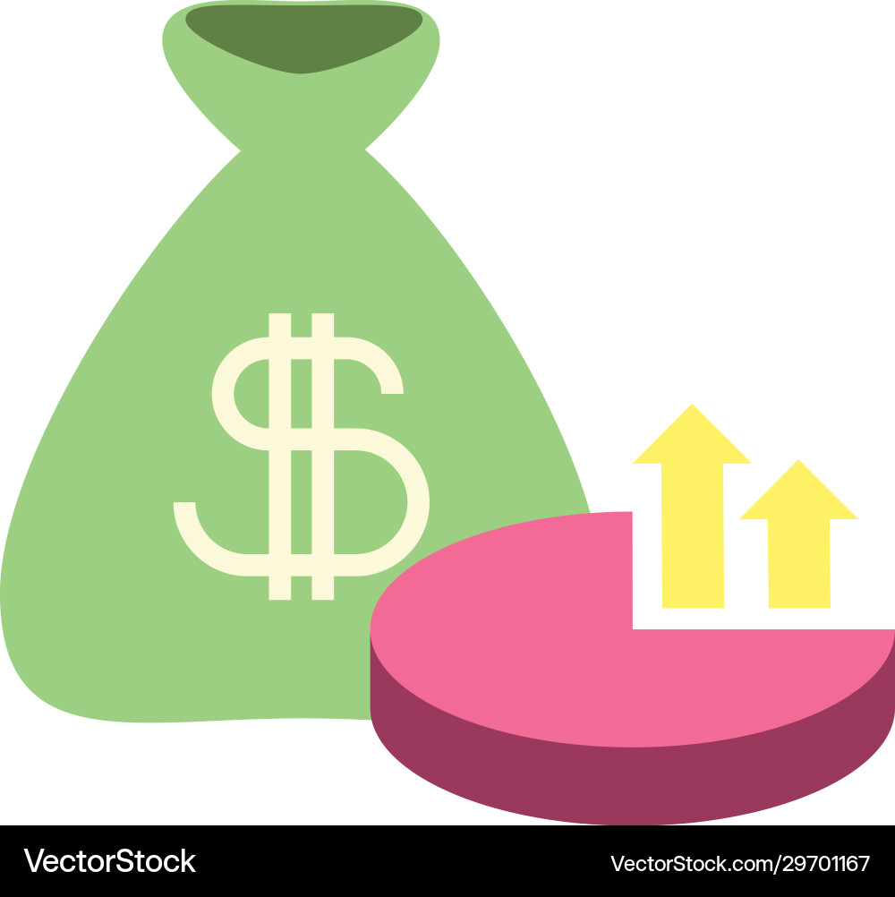 Bag with money and statistical graphs increase Vector Image