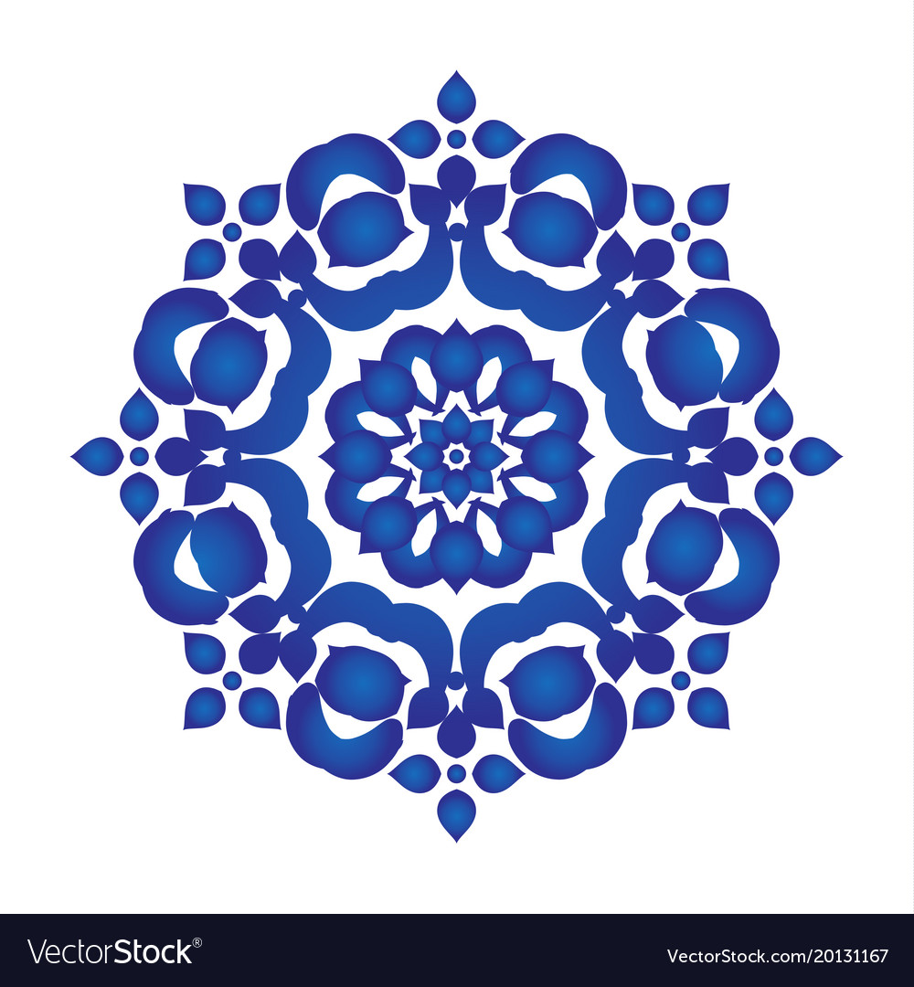 Blue mandala pattern Royalty Free Vector Image