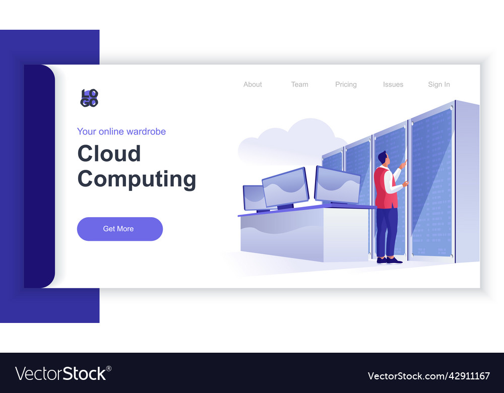 Cloud Computing Concept 3d Isometric Web Banner Vector Image