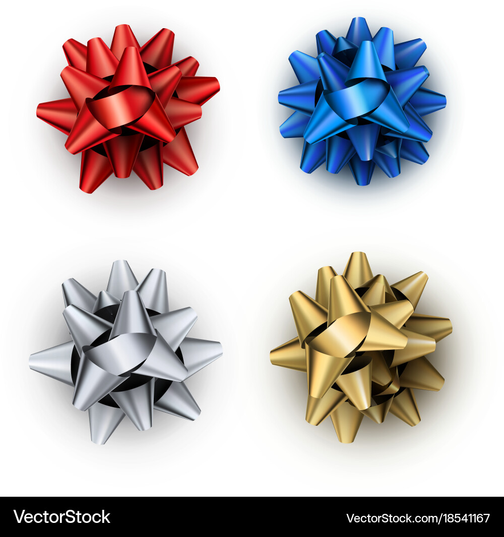 Colorful realistic bows isolated on white Vector Image