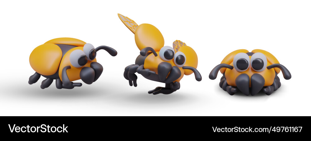Cute scarab in different positions insect Vector Image