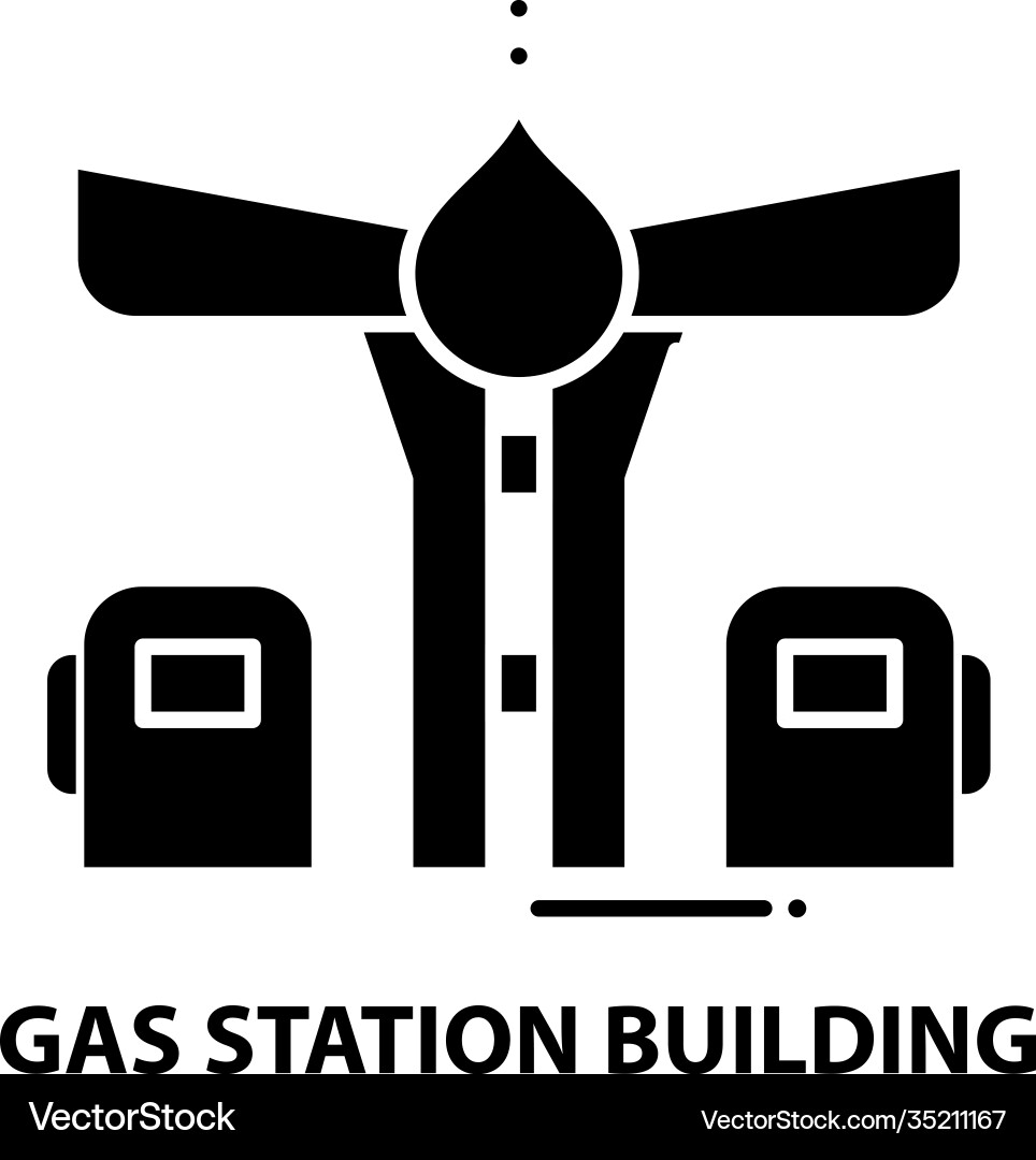 Gas station building icon black sign Royalty Free Vector