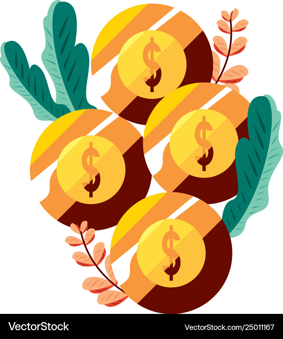 Gold coins money Royalty Free Vector Image - VectorStock