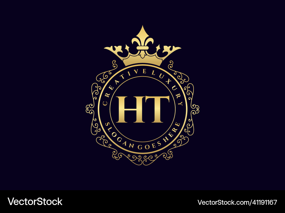 Ht initial letter luxury calligraphic feminine Vector Image