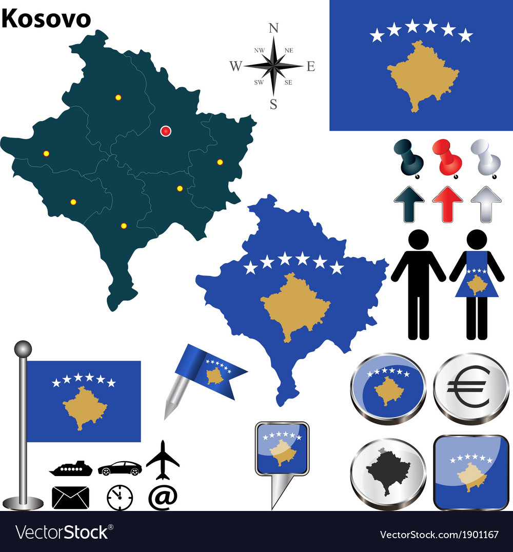 Kosovo map Royalty Free Vector Image - VectorStock
