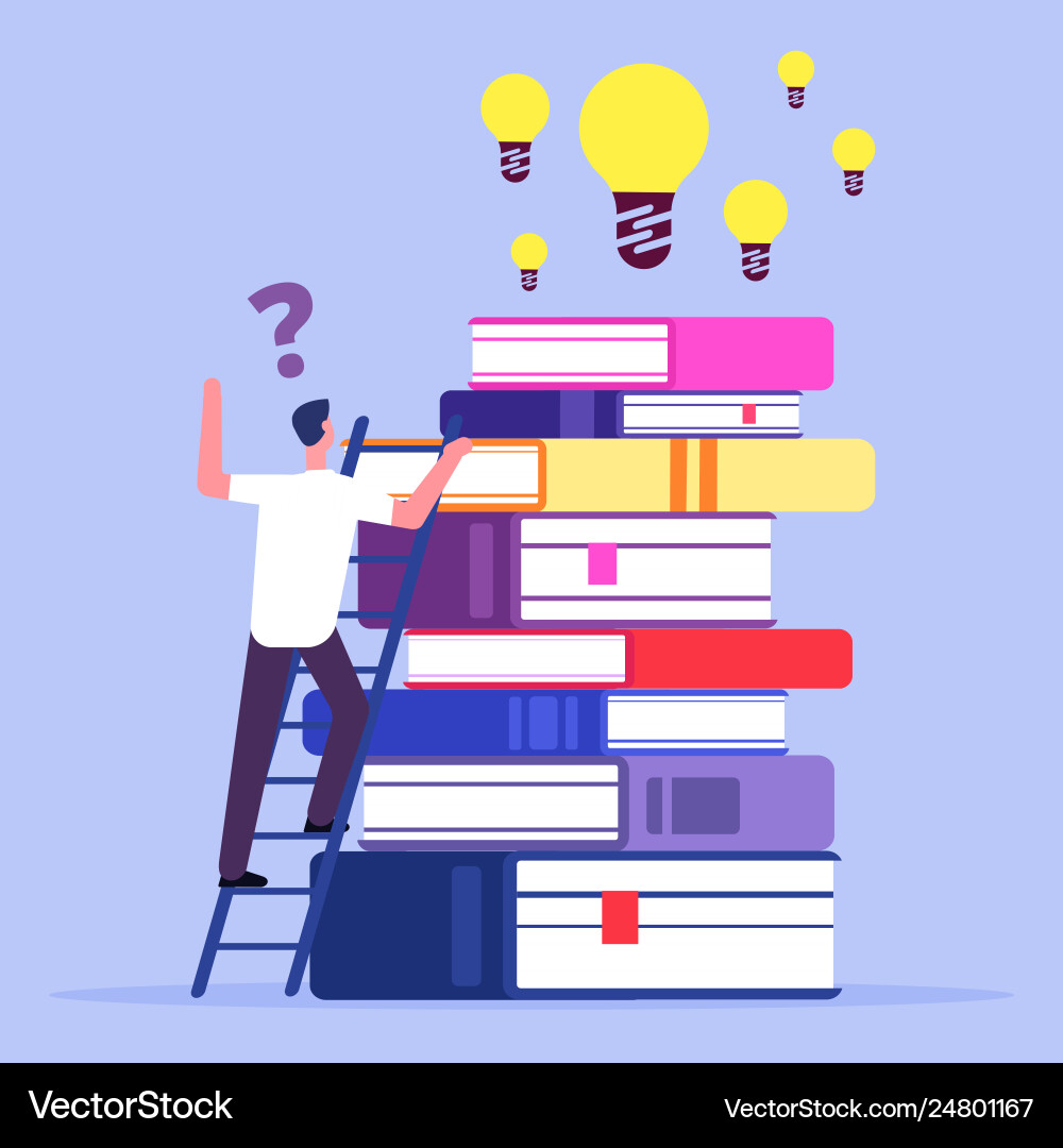 Man walks up stairs for ideas self education Vector Image