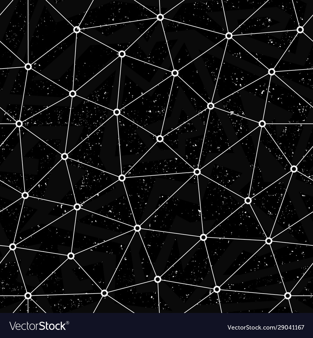 Monochrome Molecule Triangle Pattern With Grunge Vector Image