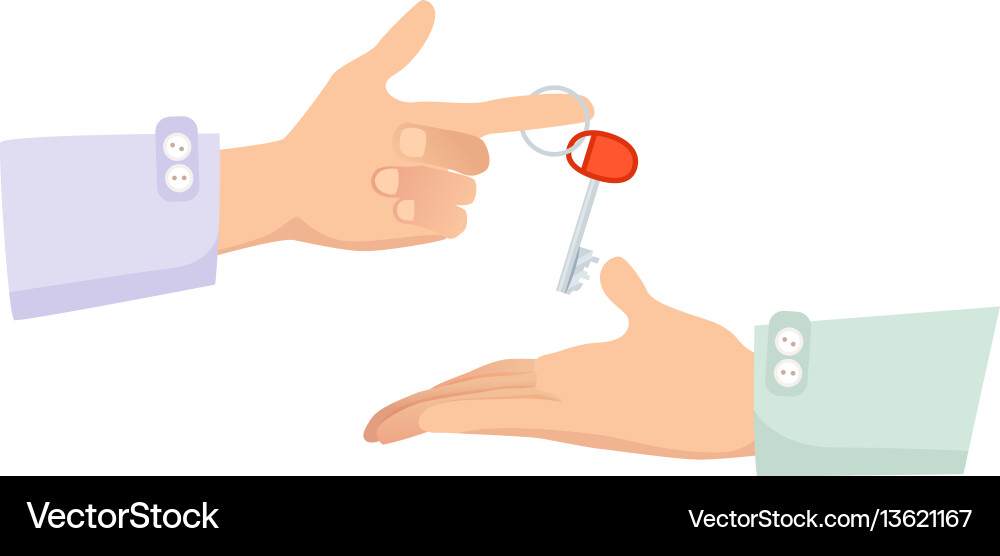 One hand giving key to another process buying Vector Image