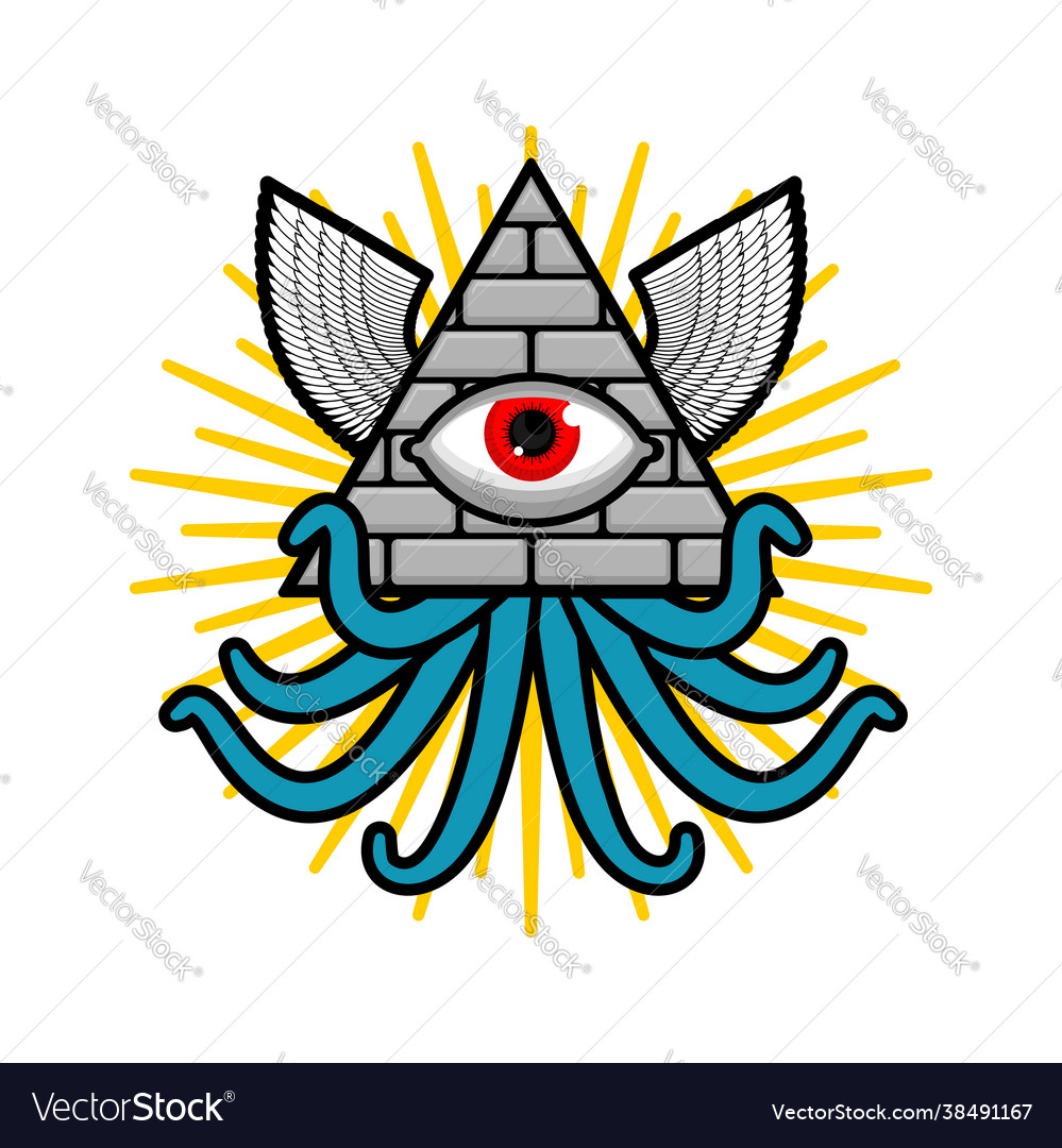 Pyramid with an eye all-seeing symbol Royalty Free Vector Pyramid with an eye all-seeing symbol Royalty Free Vector
