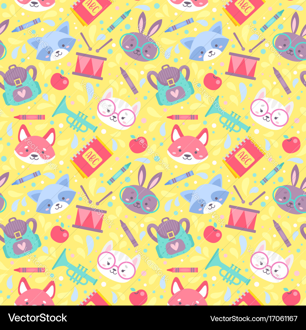 School seamless pattern for children Royalty Free Vector
