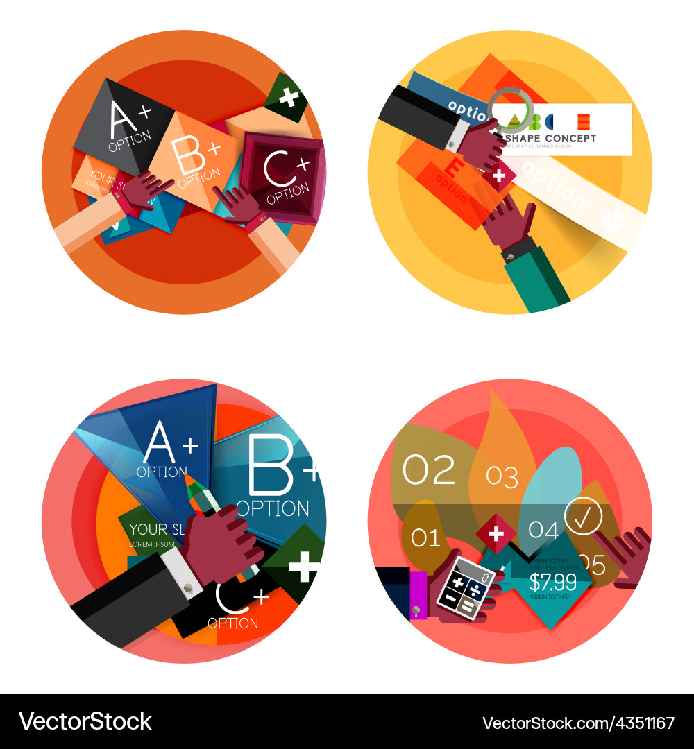Set of flat design circle option infographics Vector Image