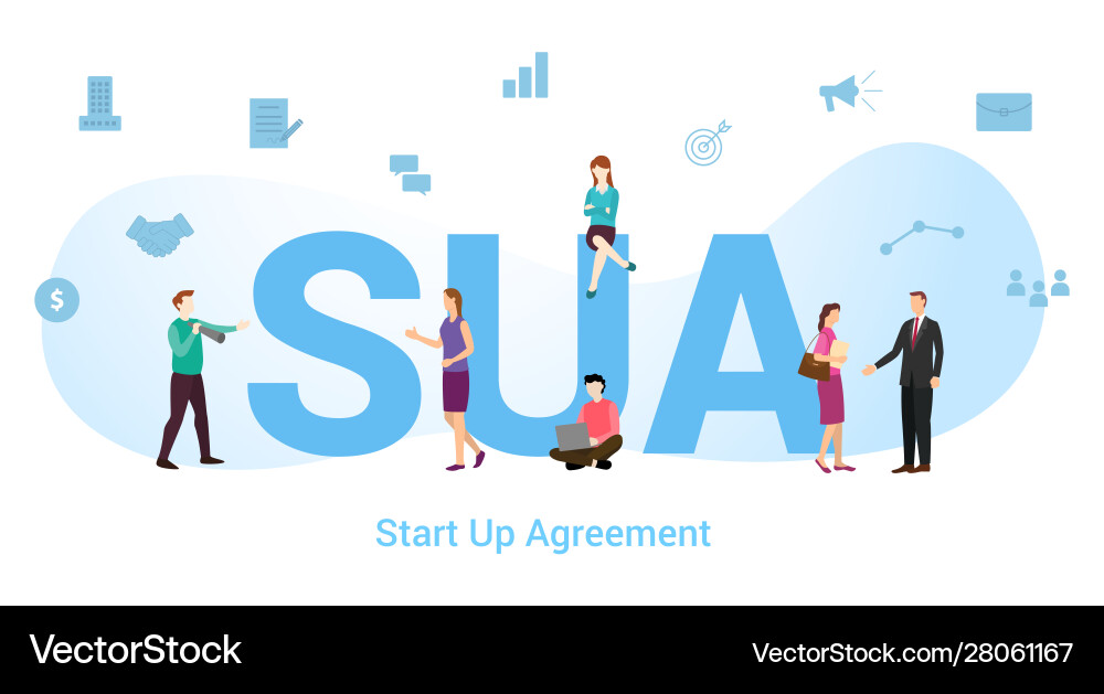 Sua startup agreement concept with big word Vector Image