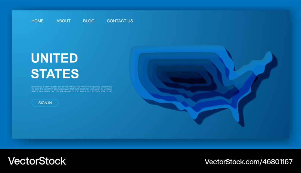 Usa 3d paper cut website template usa map paper Vector Image