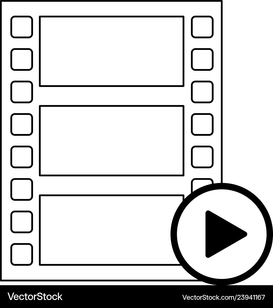 Video player reel and button symbol in black Vector Image
