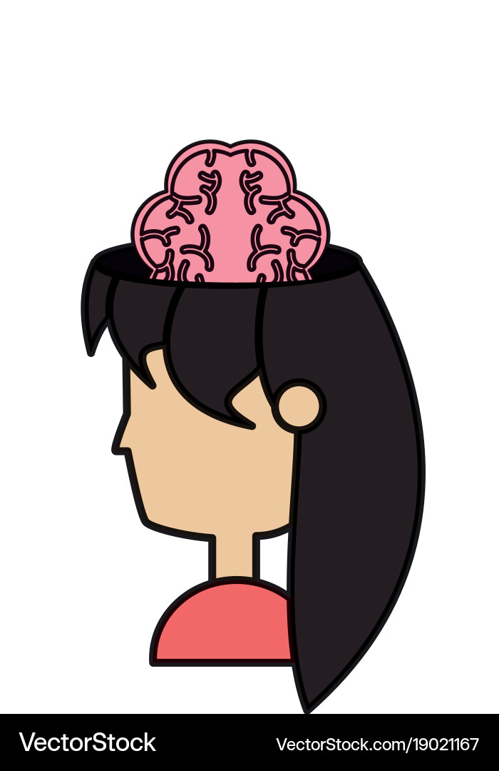 Woman head and brain icon Royalty Free Vector Image