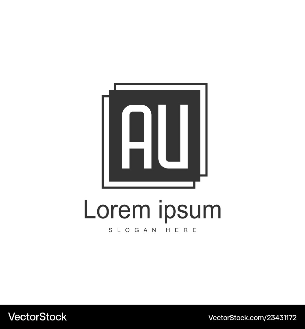 Au letters logo design simple and creative black Vector Image