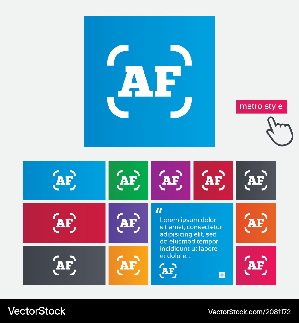 Autofocus photo camera sign icon af settings Vector Image
