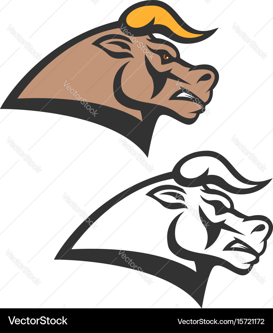 Bull head emblem isolated on white background Vector Image