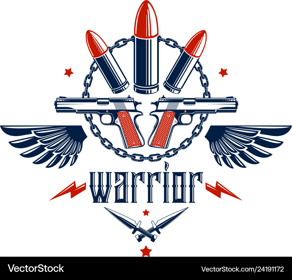 Bullets and guns emblem revolution and war Vector Image