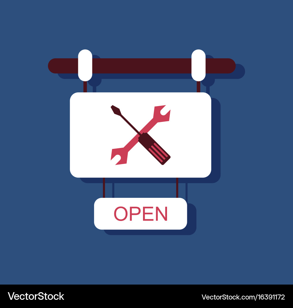 Flat icon design collection service station sign Vector Image