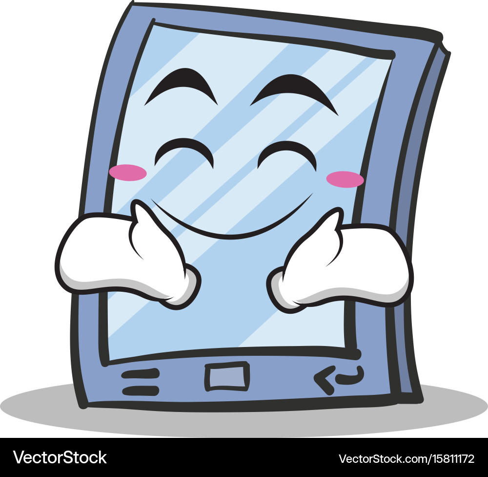 Happy face tablet character cartoon style Vector Image