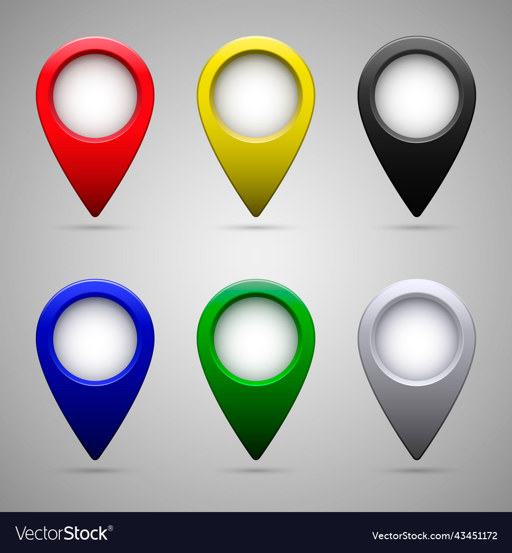 Map pointers set isolated colorful Royalty Free Vector Image