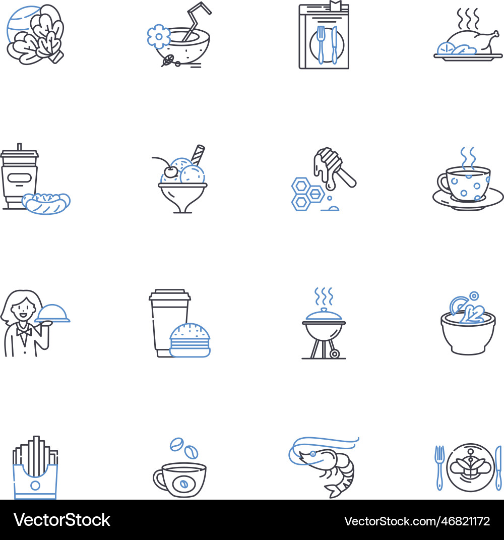 Menu line icons collection cuisine selection Vector Image