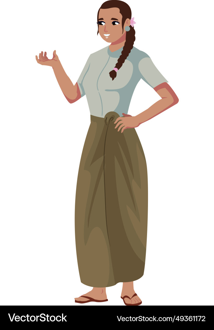 Myanmar woman character Royalty Free Vector Image