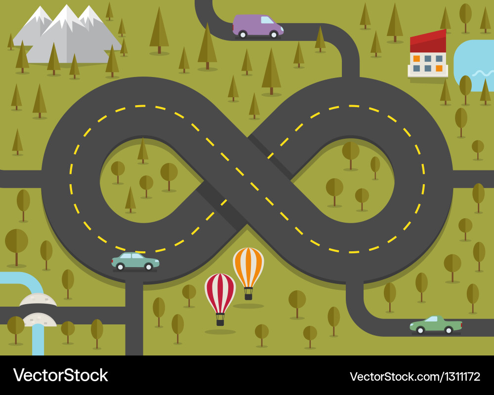 Road in the shape of infinity Royalty Free Vector Image